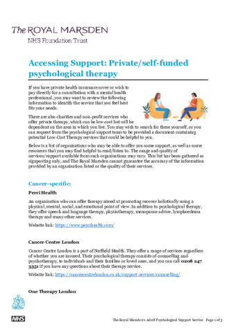 Accessing support | Royal Marsden Patient Information Library